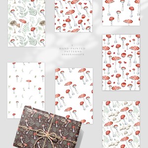 Woodland Seamless Pattern for Fabric, Watercolor Mushroom Seamless ...