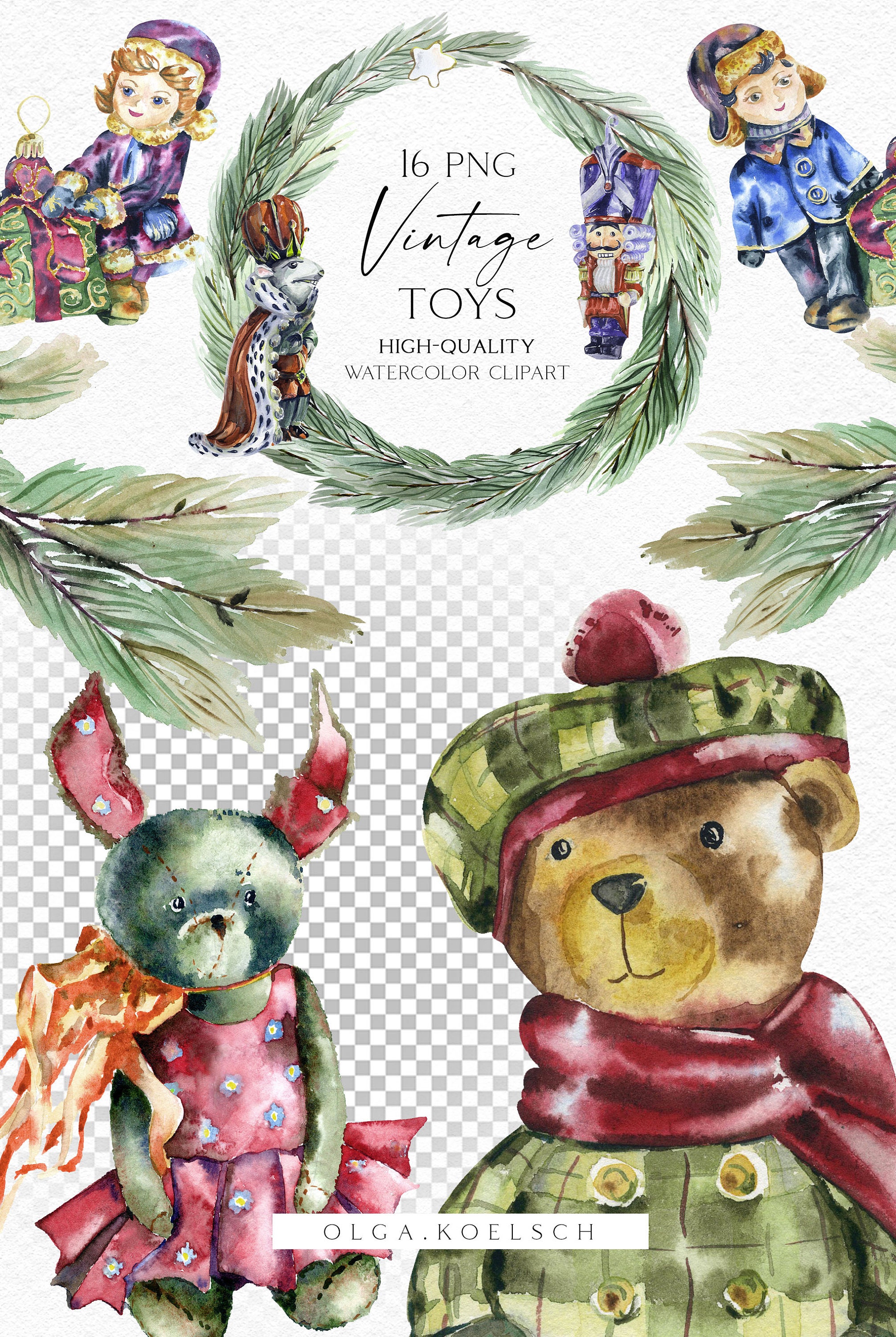 Watercolor Vintage Christmas Clip Art Coyz Christmas Toz Png - Etsy