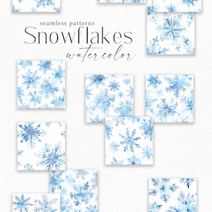 Watercolor Snowflakes Digital Paper, Seamless Pattern for Fabric With ...