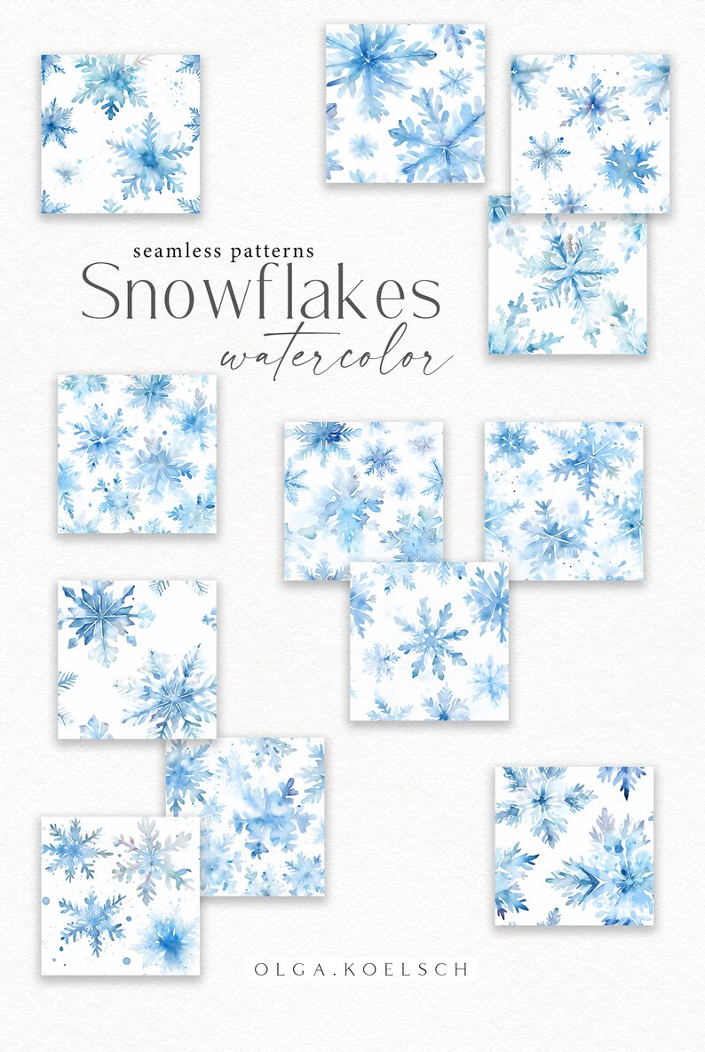 Watercolor Snowflakes Digital Paper, Seamless Pattern for Fabric With ...