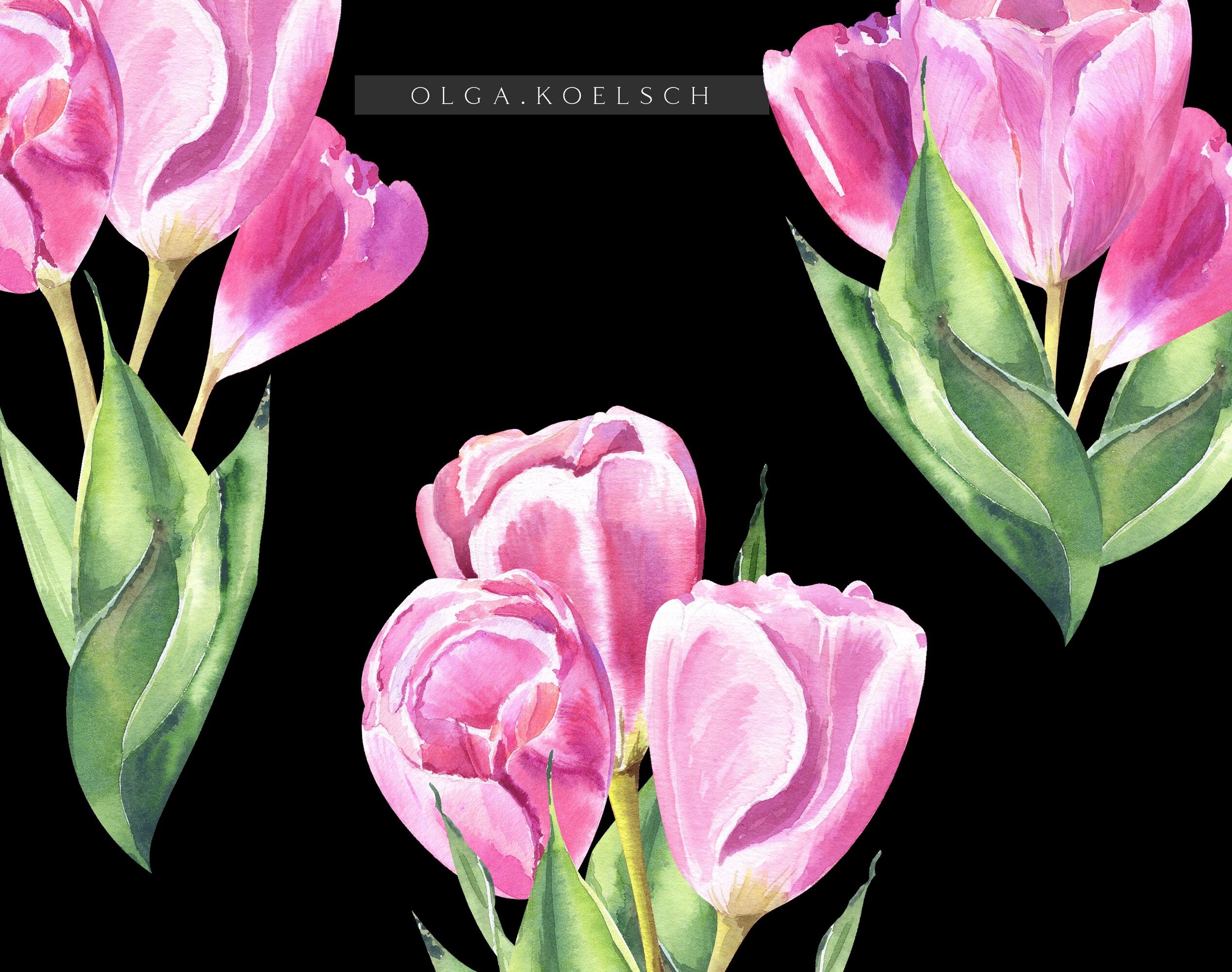 Watercolor Pink Tulip Clipart Easter Flowers Clip Art Pink - Etsy