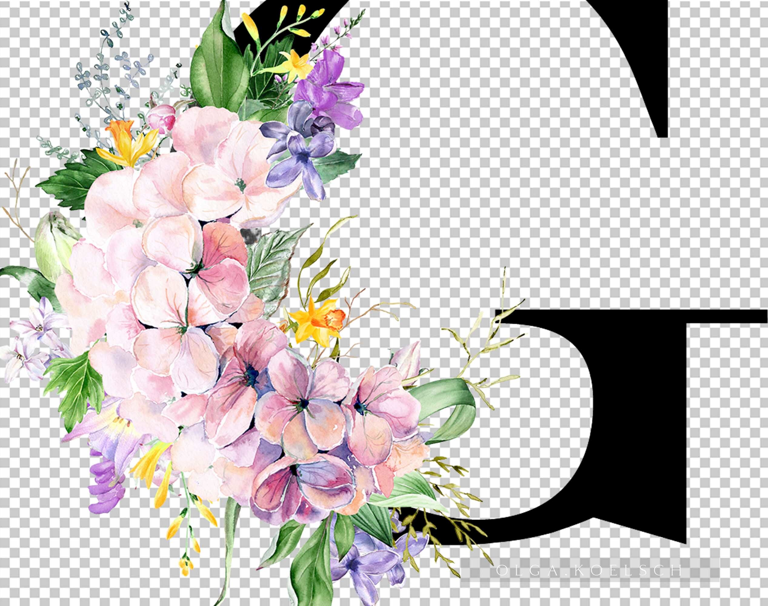 Boho Floral Alphabet Clipart Wedding Floral Alphabet Png - Etsy