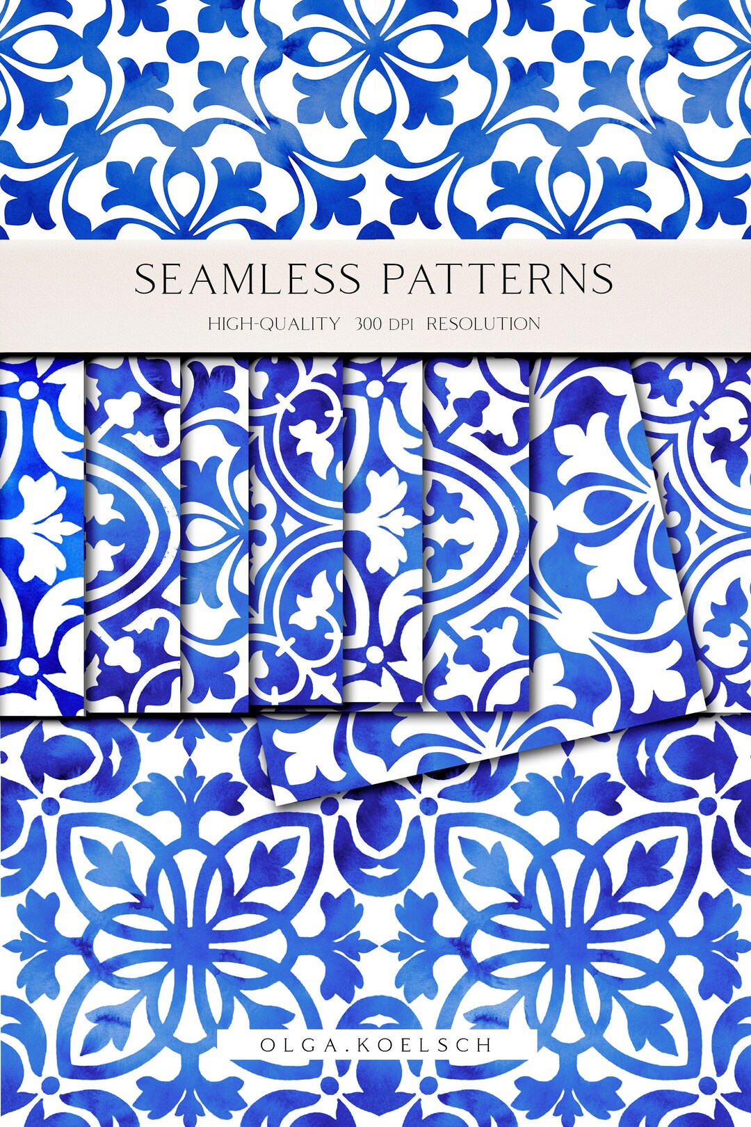 Blue Mosaic Tiles Repeat Pattern, Mediterranean Tiles Pattern for ...