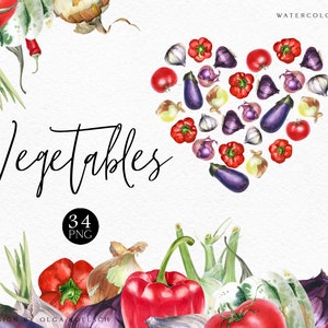 Watercolor Vegetables Clipart, Cute Food Clipart, Garden Clipart ...