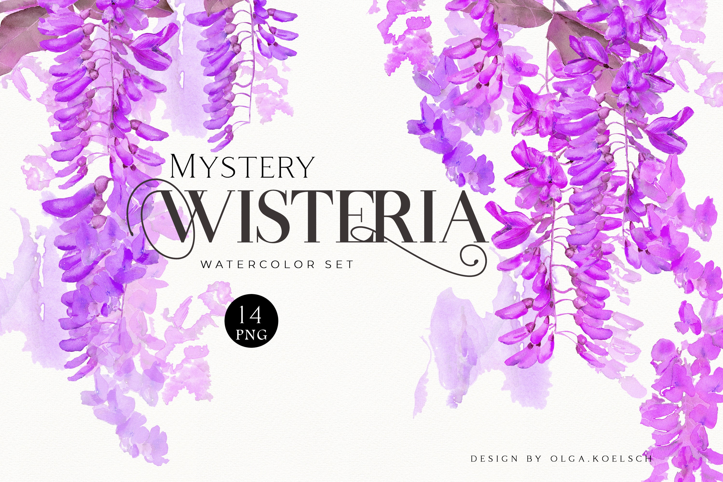 Watercolor Purple Floral Clipart Wisteria Flower Png Purple | Etsy