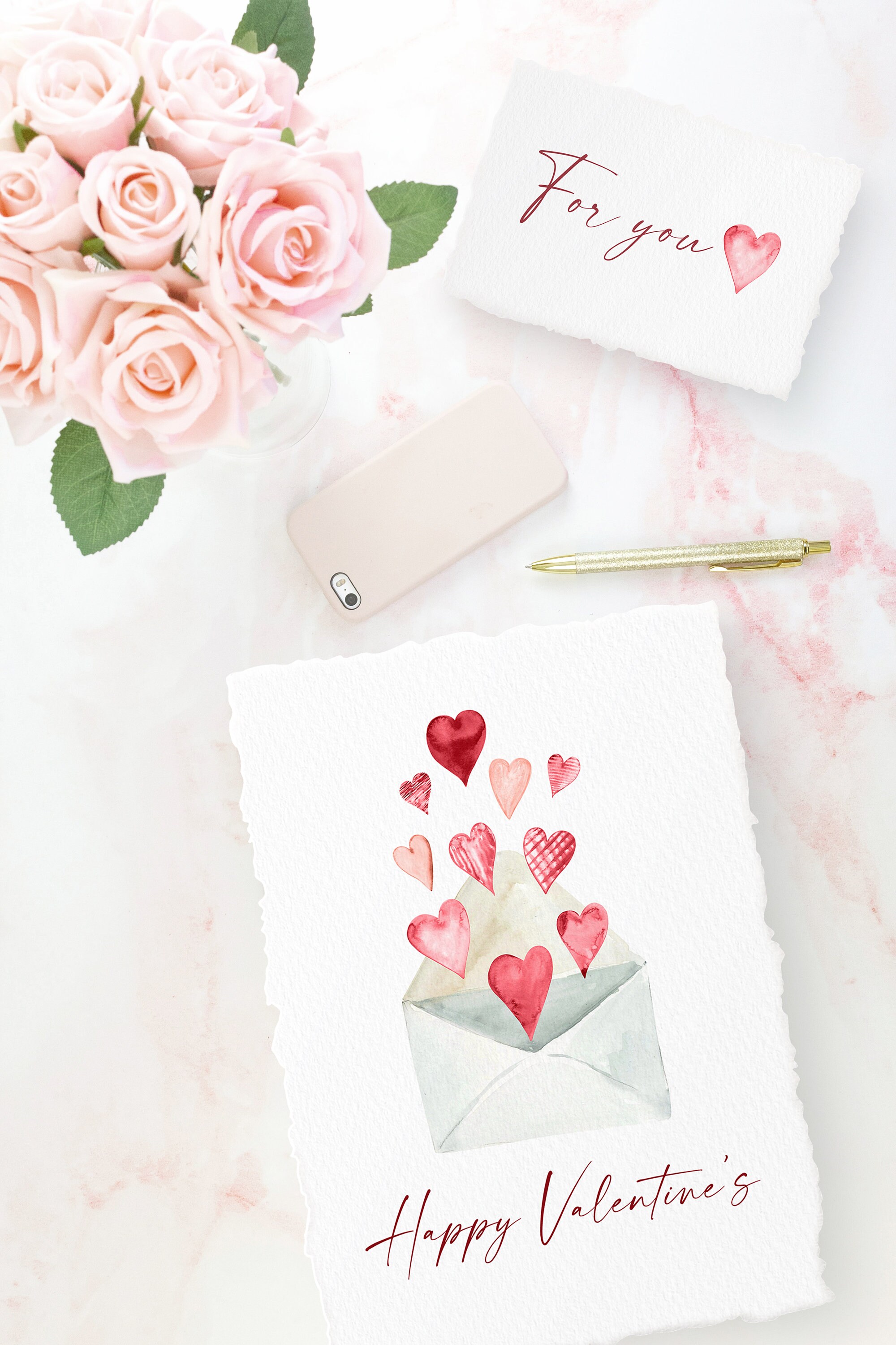 Pink Heart Png Watercolor Valentine Clipart Pink Floral - Etsy