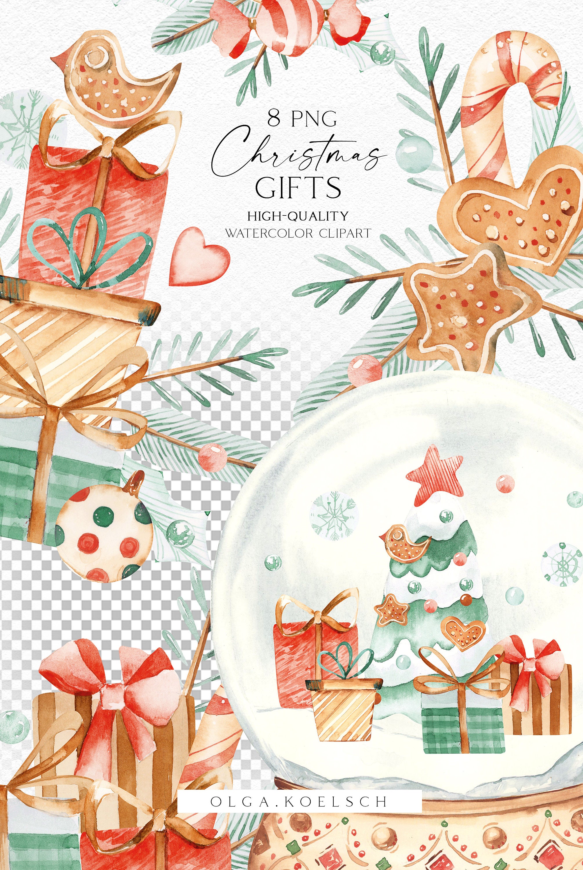 Watercolor Christmas Presents Clipart Gift Clipart for - Etsy