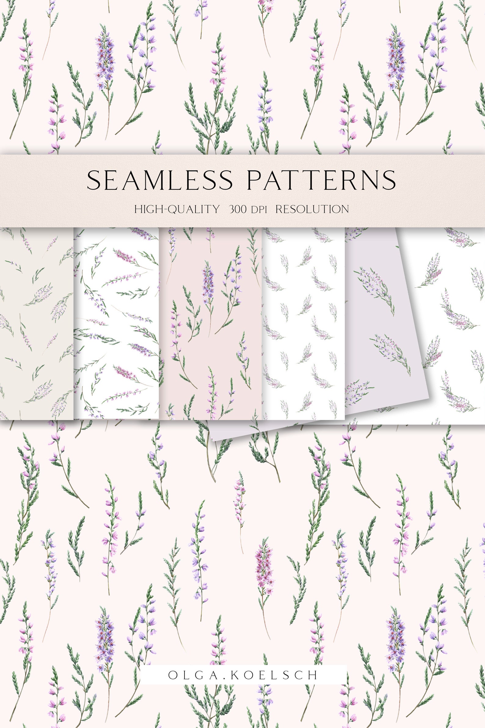 Watercolor Heather Pattern Lavender Watercolor Digital Paper | Etsy