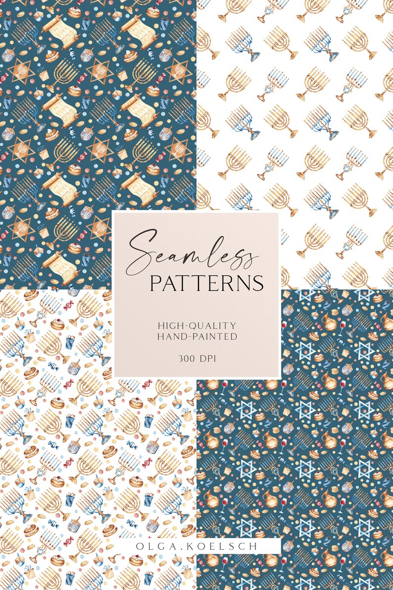 Hanukkah Clipart Jewish Holiday Digital Paper Religious | Etsy