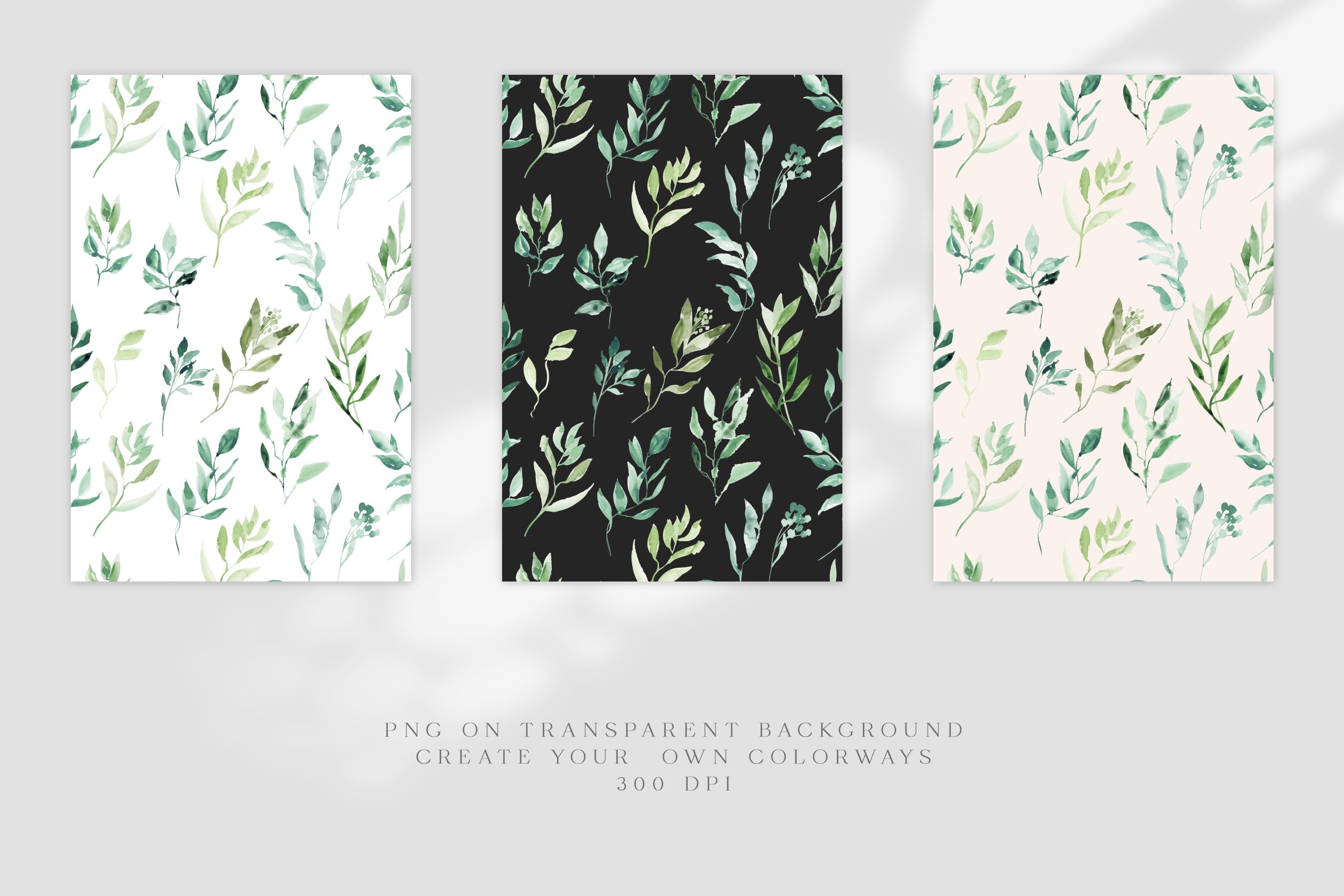 Greenery Seamless Pattern for Fabric Watercolor Natural - Etsy