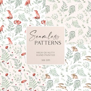 Woodland Seamless Pattern for Fabric, Watercolor Forest Animals ...