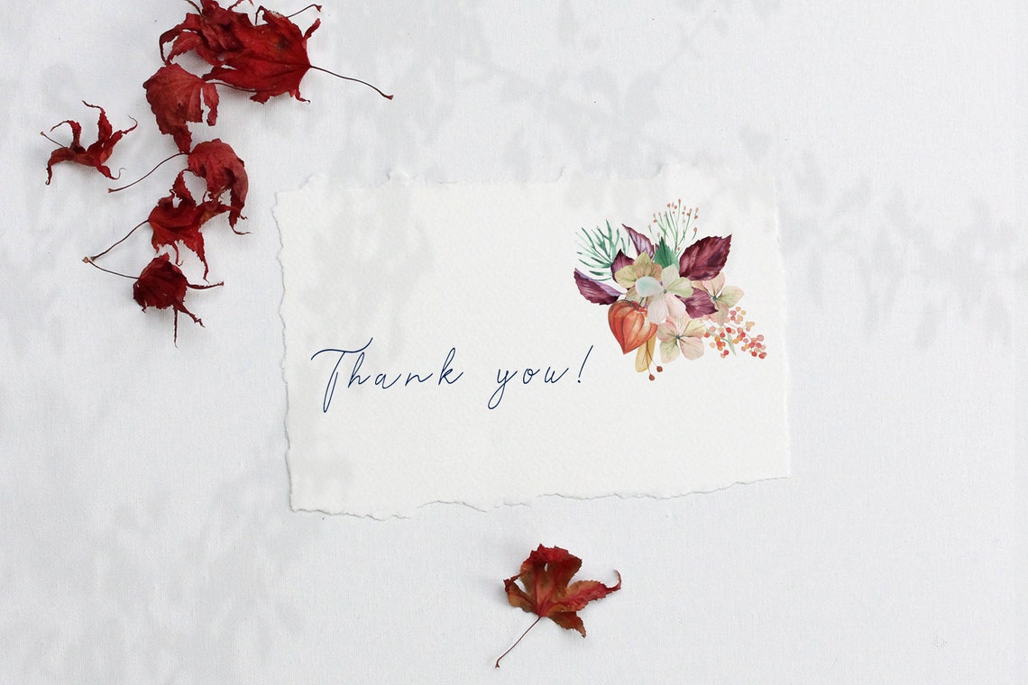 Watercolor Boho Fall Flowers Clipart Bright Thanksgiving | Etsy