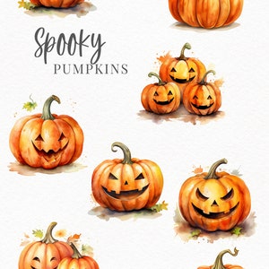 Watercolor Halloween Pumpkin Clipart, Spooky Ghost Houses Png for Party ...