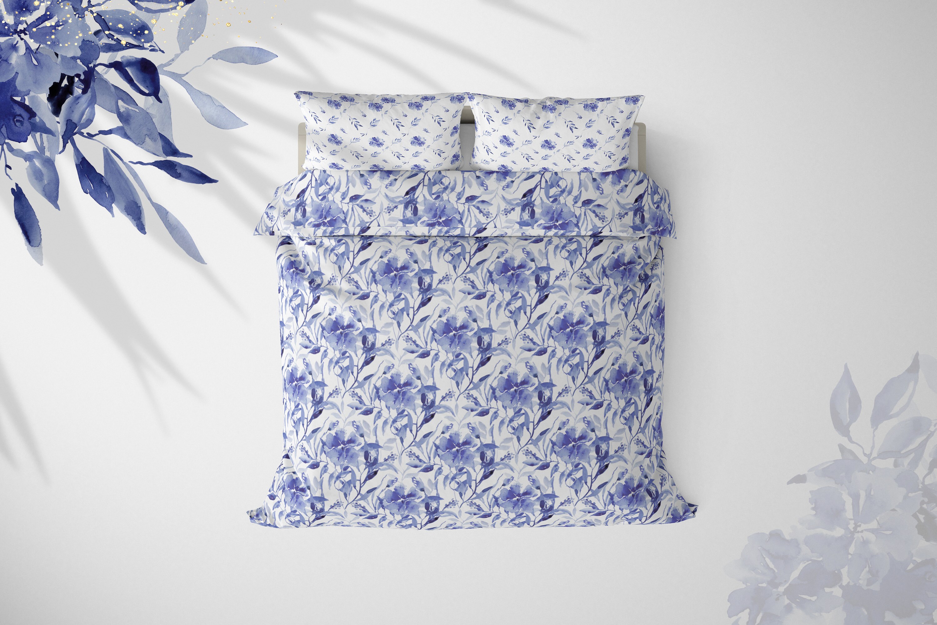 Blue Floral Seamless Pattern Fabric Watercolor Navy Blue - Etsy