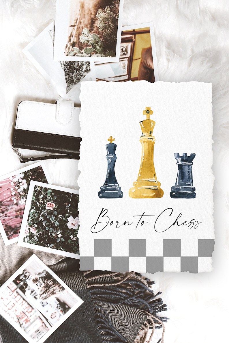 Chess Clipart Watercolor Chess Pieces Clip Art Chess Figures | Etsy