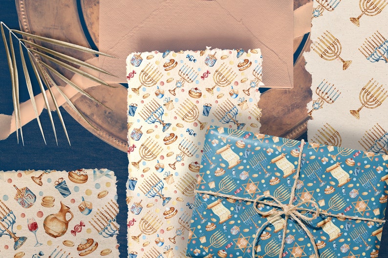 Hanukkah Clipart Jewish Holiday Digital Paper Religious | Etsy