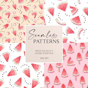 Watermelon Seamless Pattern Fabric, Pink Watercolor Summer Seamless ...