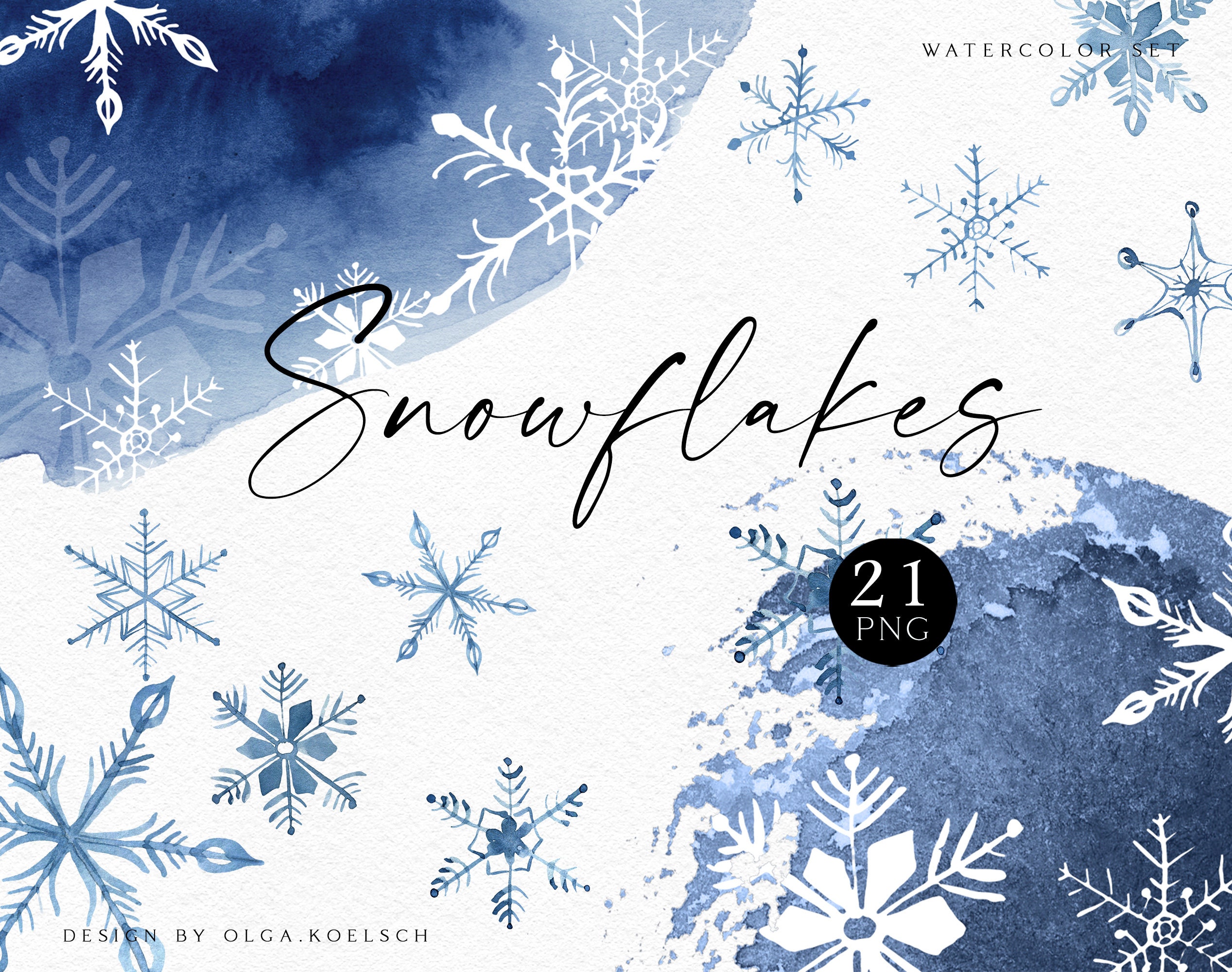 Watercolor Snow White Clipart, Snowfalkes Digital Clipart, Magical ...