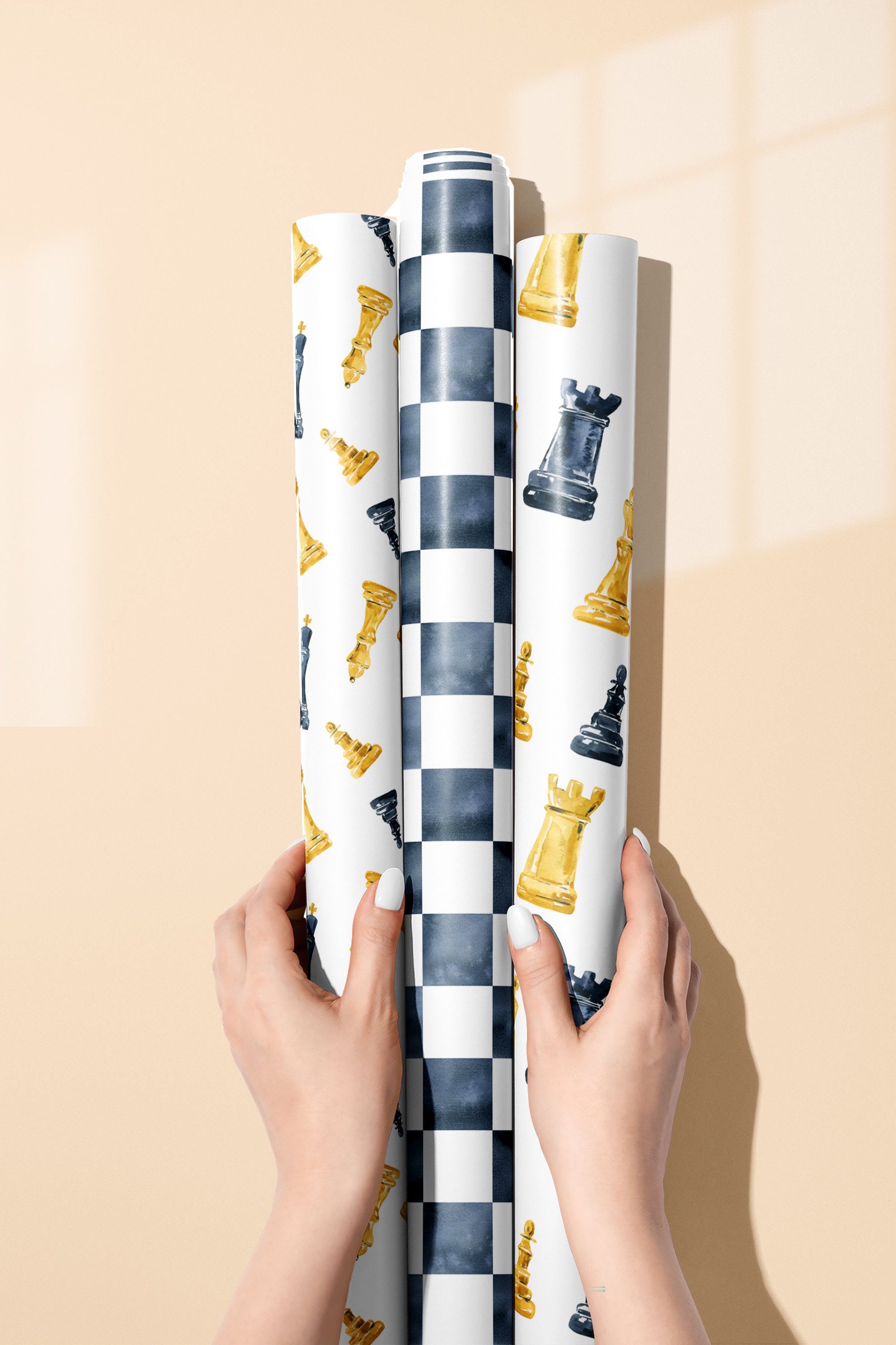 Checkered digital paper Chess figures seamless pattern for | Etsy