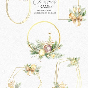 Gold Christmas Frames Clipart, Christmas Digital Borders Png, Christmas ...