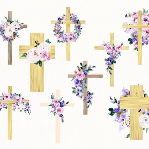 Watercolor Floral Cross Clipart, Easter, Baptism (PNG Files) - Etsy