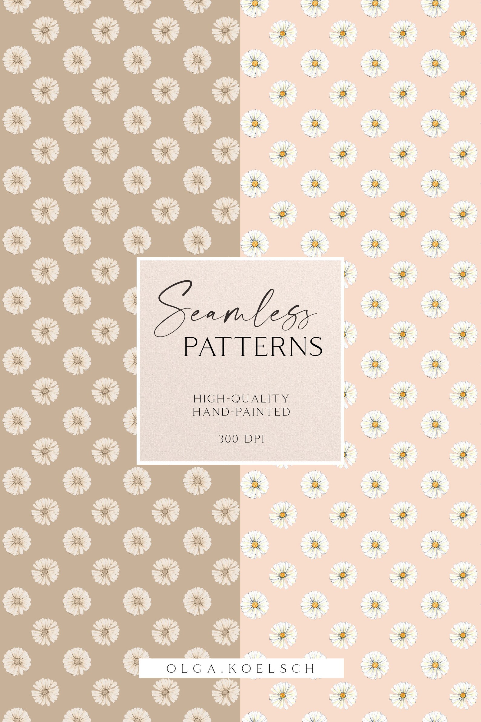Watercolor Daisy Digital Paper Boho Daisies Seamless Pattern - Etsy