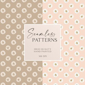 Watercolor Daisy Digital Paper, Boho Daisies Seamless Pattern for ...