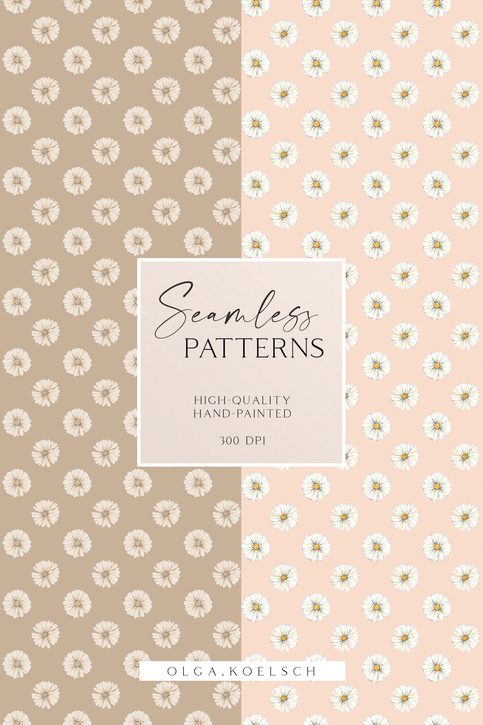 Watercolor Daisy Digital Paper Boho Daisies Seamless Pattern | Etsy