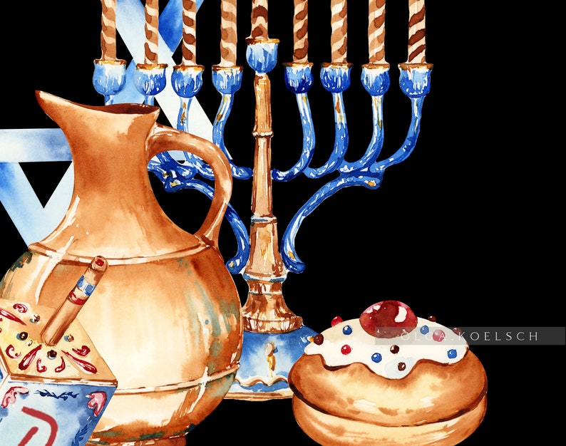 Hanukkah Clipart Jewish Holiday Watercolor Religious Clipart Jewish ...