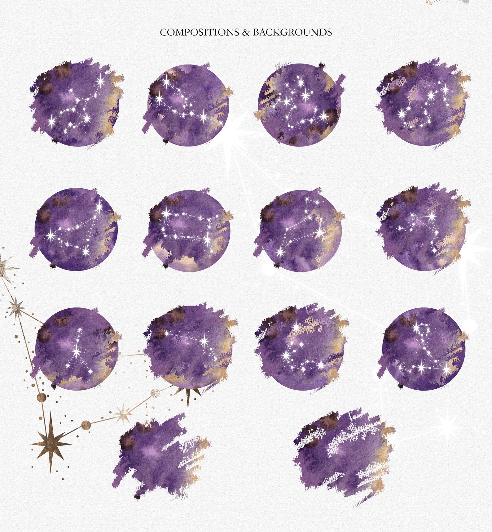 Zodiac Constellation Clipart Celestial Clip Art Zodiac - Etsy