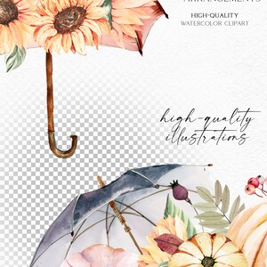 Watercolor Fall Umbrella Clipart, Pumpkin Farmhouse Garden Clip Art ...