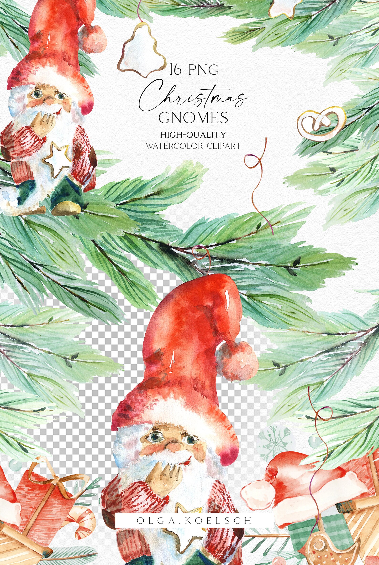 Watercolor Gnome Clipart Winter Gnomes Holiday Clip Art Snow - Etsy