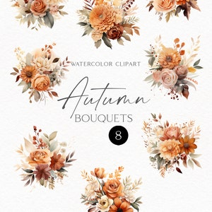 Watercolor Fall Flower Clipart, Boho Floral Clipart, Yellow Flowers for ...