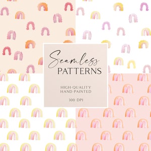 Boho Rainbow Pattern for Fabric, Cute Rainbow Pastel Seamless Digital ...