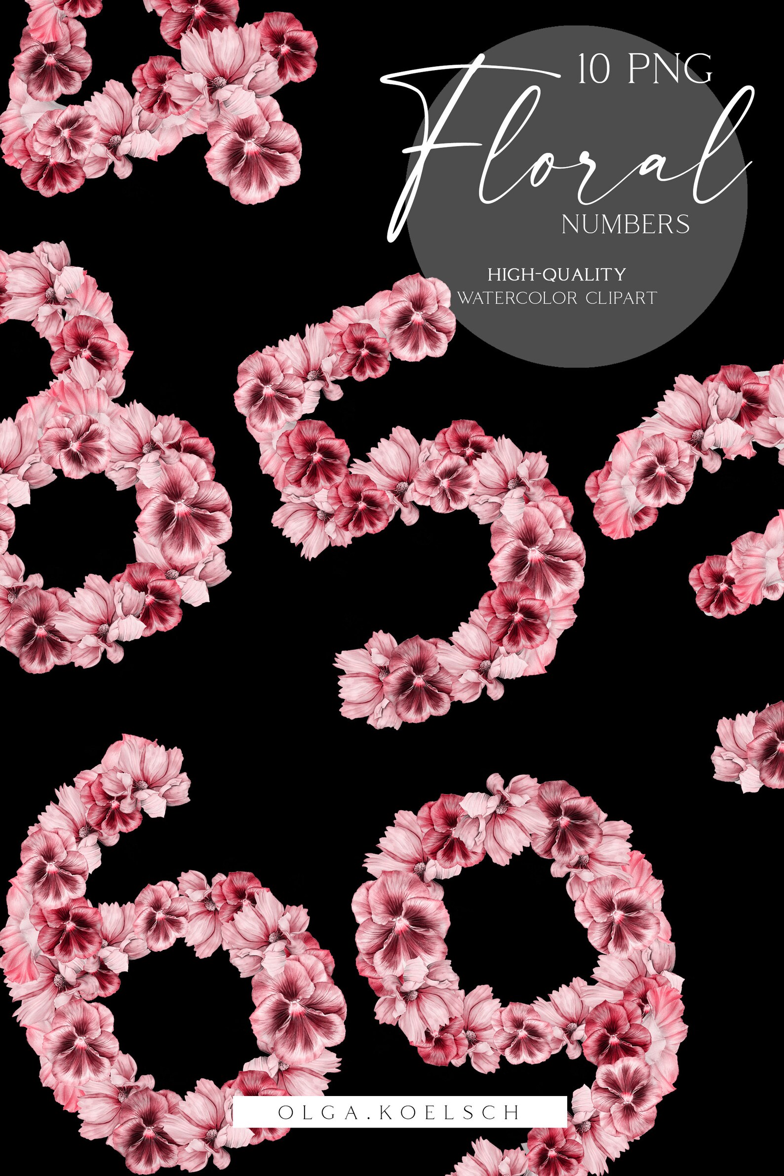 FREEBIE Clipart Watercolor Floral Numbers Clipart Birthday - Etsy