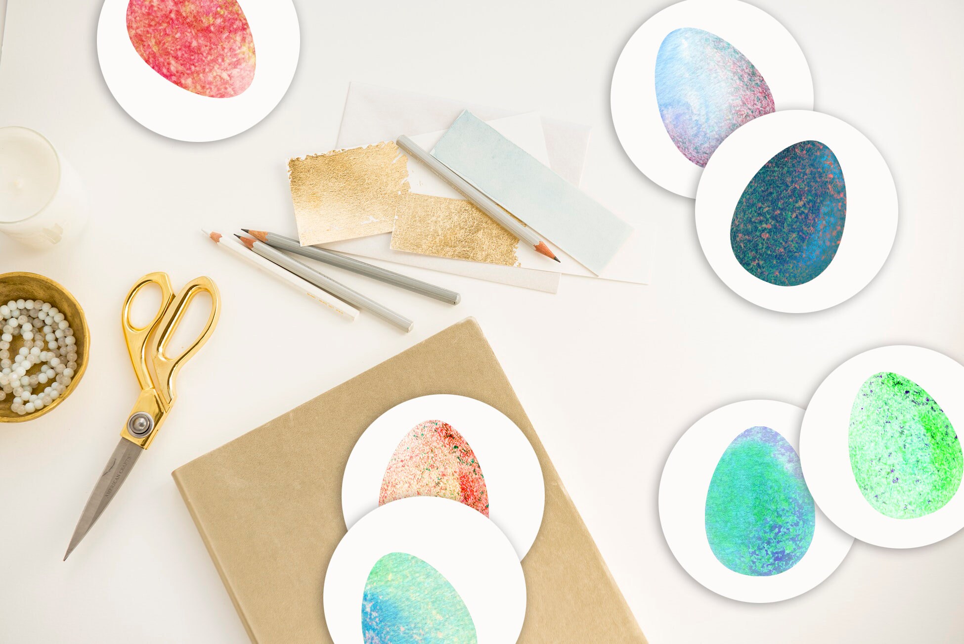 Watercolor Easter Egg Clipart, Hand-painted Bright Eggs for Easter Egg ...