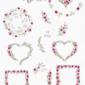 Watercolor Pink Floral Clipart, Roses Wreath Clipart, Floral Frames for ...