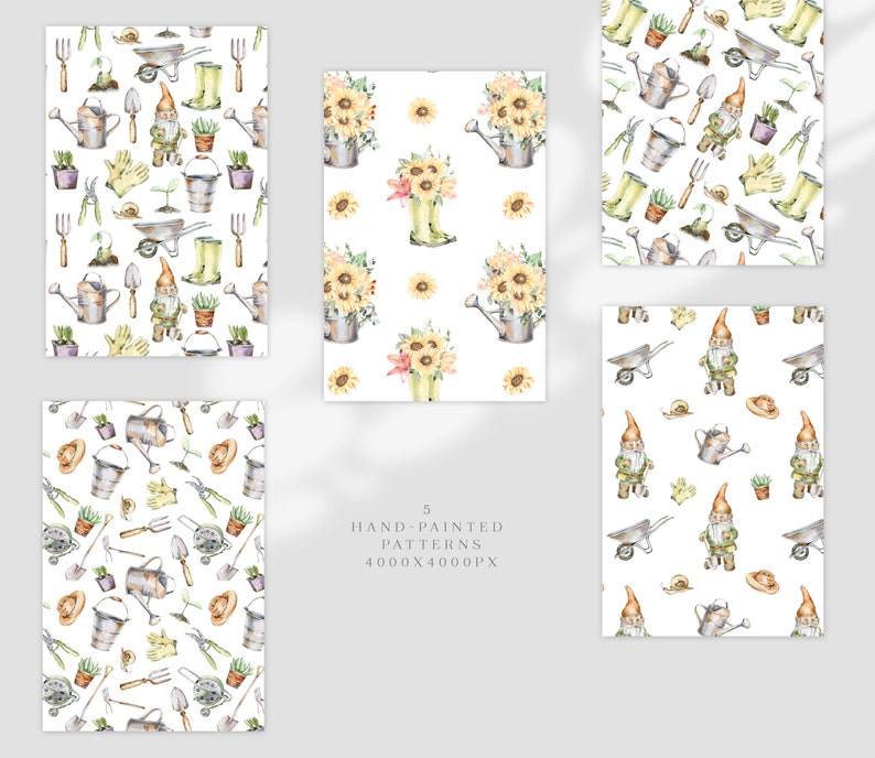 Watercolor Garden Digital Paper Gardening Seamless Pattern - Etsy