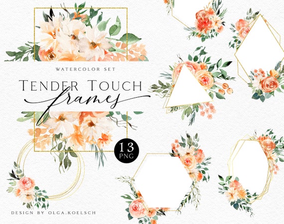 Gold Boho Frame Clipart Rose Bouquets Png Glitter Geometric - Etsy