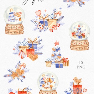 Christmas Snow Globe Clipart. Watercolor Christmas Gifts Cute Clipart ...