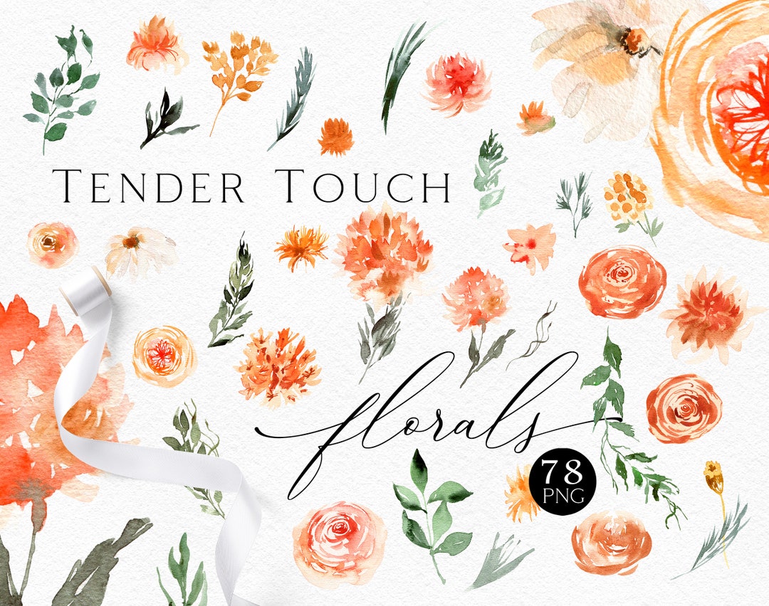 Boho Floral Clipart, Burnt Orange Peach Roses, Greenery (PNG, PDF) - Etsy