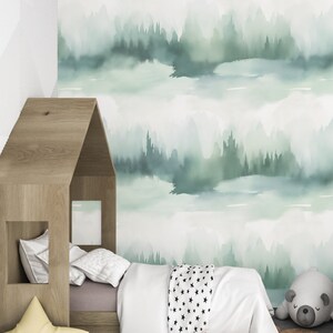 Mountain Landscape Seamless Pattern for Fabric, Watercolor Woodland ...