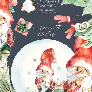 Watercolor Gnome Clipart, Winter Gnomes Holiday Clip Art, Snow Globe ...