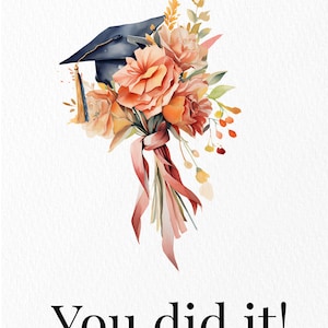 Graduation Clipart, Watercolor Graduation Clip Art. Grad Cap, Diploma ...