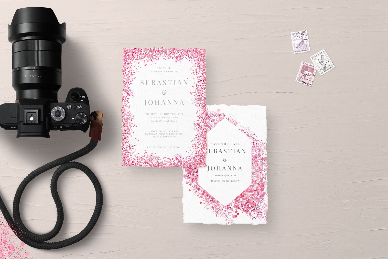 Valentine Glitter Holographic Digital Frames, Pastel Pink Falling ...