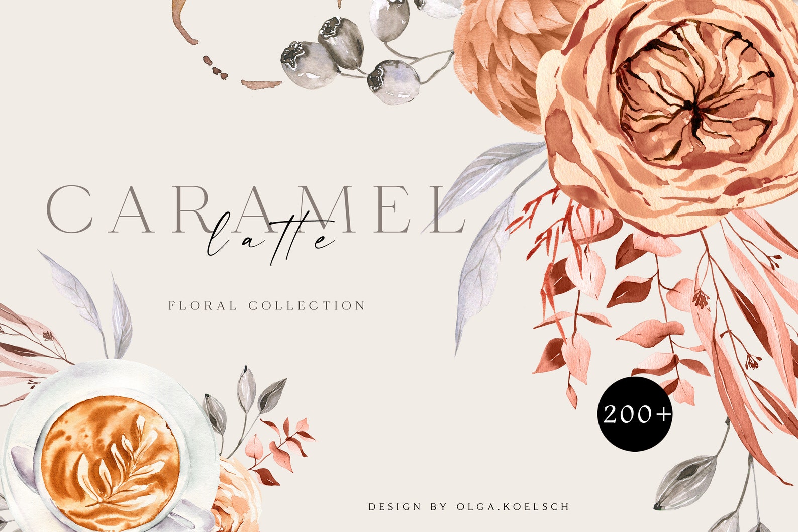 Watercolor Boho Floral Clipart Bundle, Rose Clipart for Wedding ...