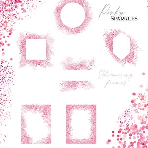 Valentine Glitter Holographic Digital Frames, Pastel Pink Falling ...