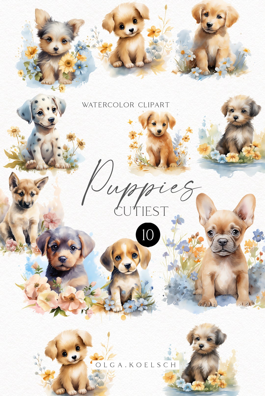 Watercolor Puppy Clipart, Dog Breeds Png, Labrador, Bulldog, Terrier ...