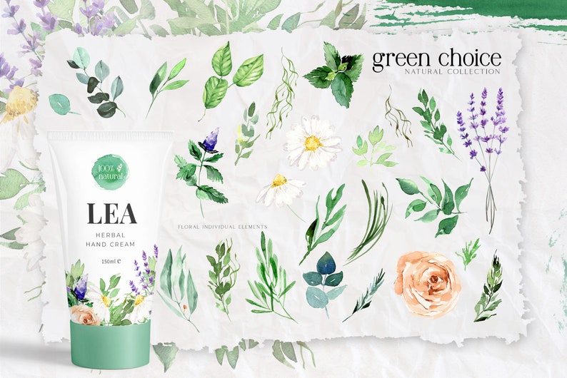 Watercolor Ecology Clipart Greenery Clipart for Eco Shop - Etsy