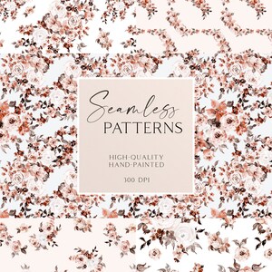 Boho Roses Seamless Pattern for Fabric, Brown Roses Digital Paper ...